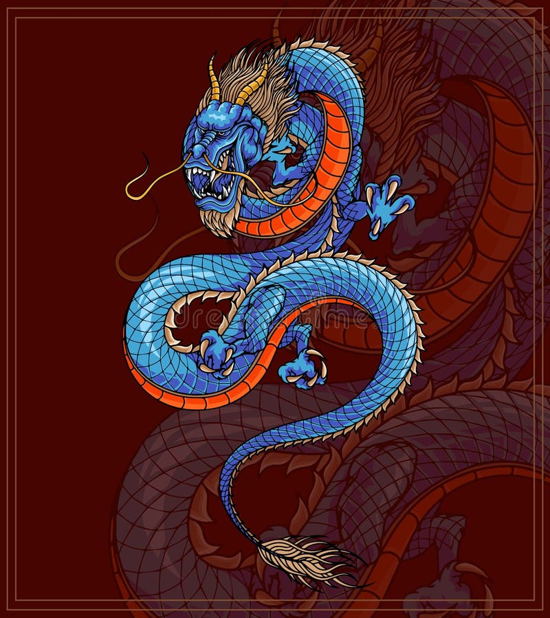 Asian Dragon Classic Tattoo Circular Illustration Stock Illustration ...