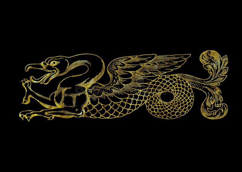 Asian Dragon 3d Pattern with Gold Stock Illustration - Illustration of ...