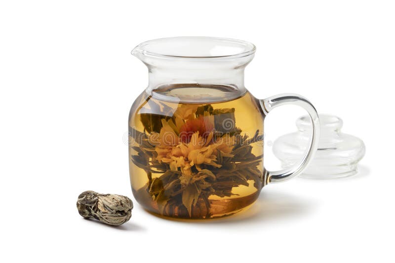 Asian Tea Set with Dried Green Tea and Fresh Mint Stock Image - Image ...