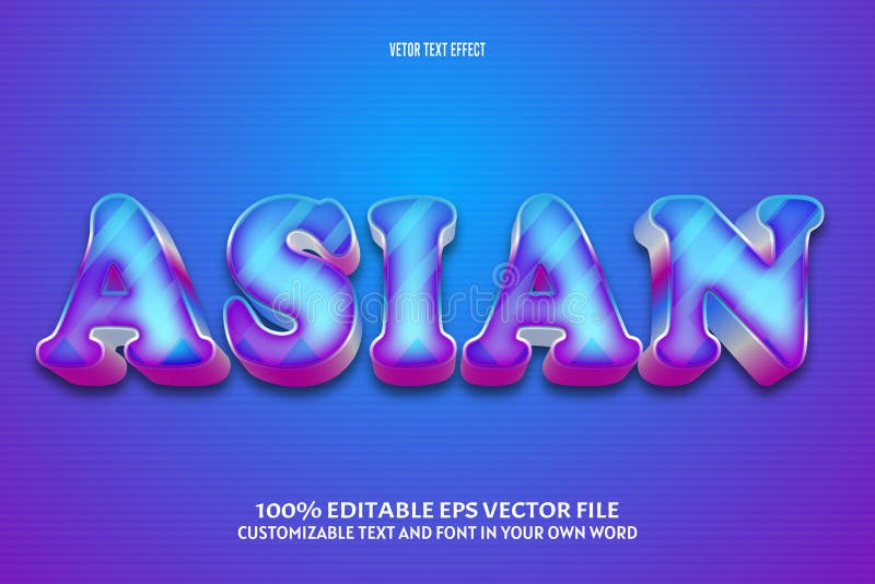 Asian Editable Text Effect 3 Dimension Emboss Comic Style Stock Vector ...