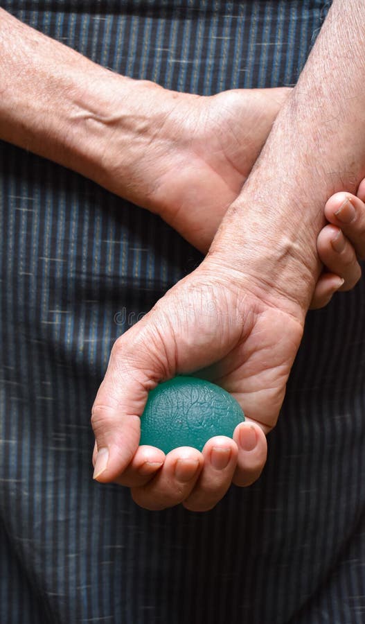 Asian Elder Man Gripping Hand Exercise Elastic Ball Stock Photo - Image ...