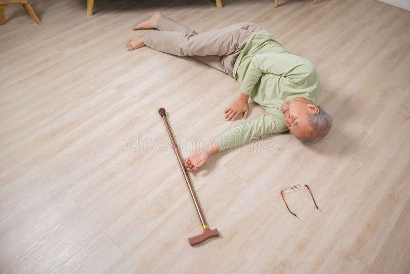 Asian Elderly Man Retired Headache after Fall Down Stock Image - Image ...