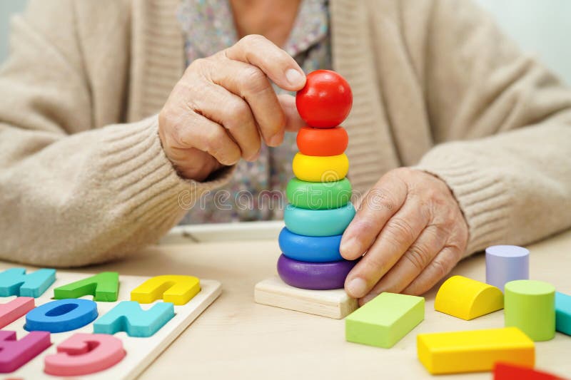 Asian Elderly Woman Playing Game Stock Photo - Image of game, patient ...