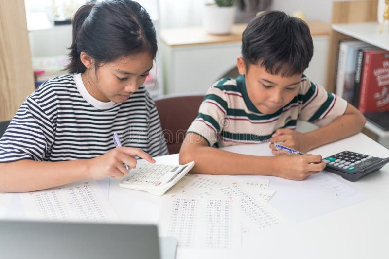 Asian Elementary School Children Studying Stock Image - Image of pupil ...