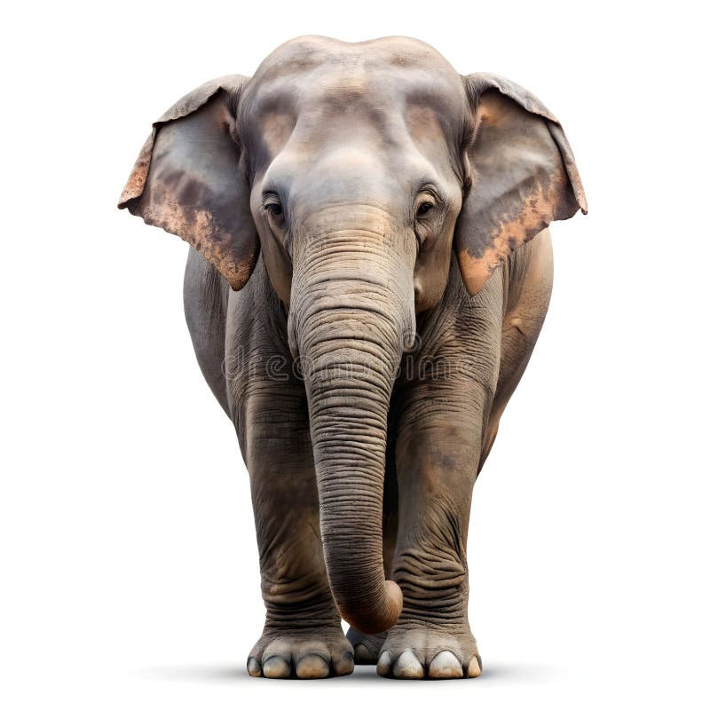 Asian Elephant Isolated on White Background Stock Illustration ...