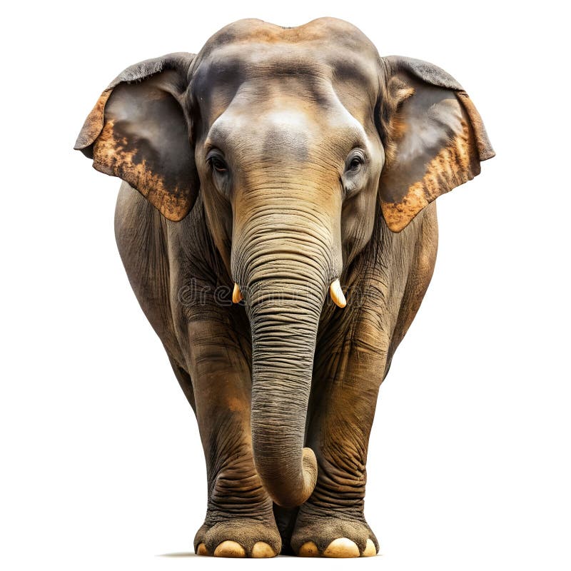 Asian Elephant Isolated on White Background Stock Illustration ...