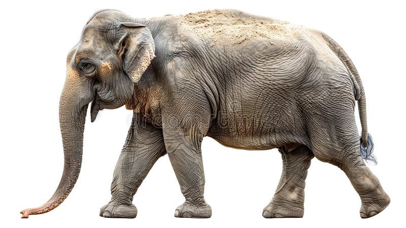 An Asian Elephant Walks Forward on a White Background Stock ...