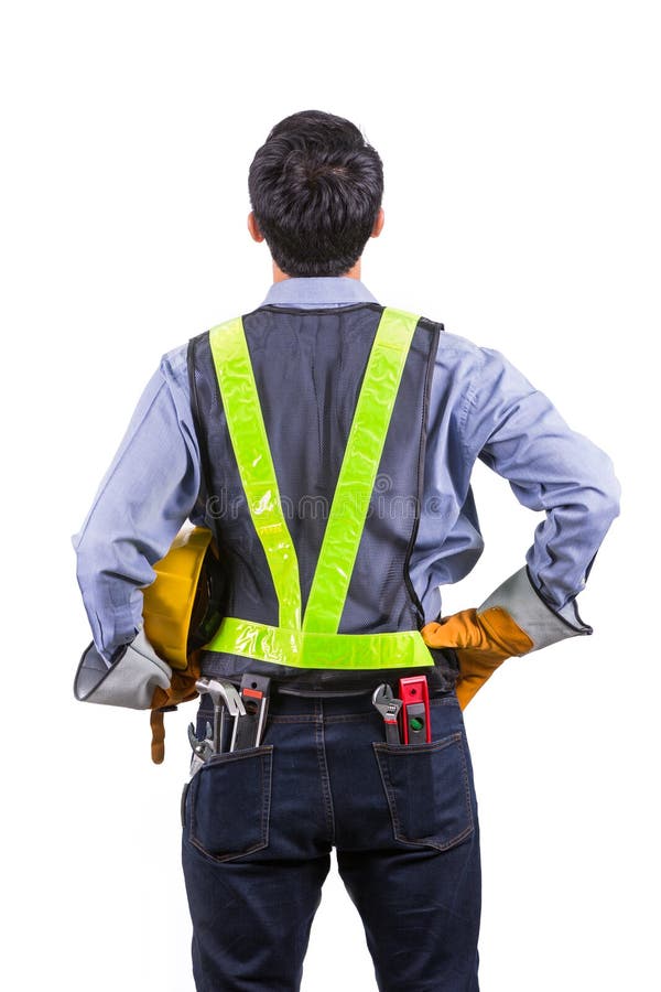 Engineer Back View Isolated Stock Image - Image of industry, young ...