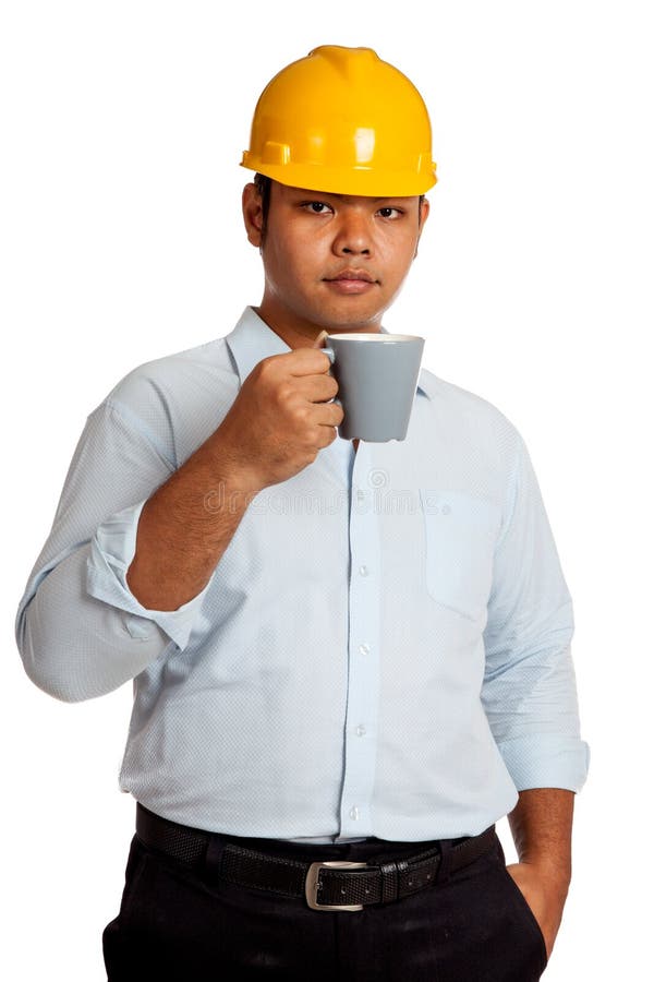 Asian Engineer Man Drinking Cup Coffee Photos - Free & Royalty-Free ...