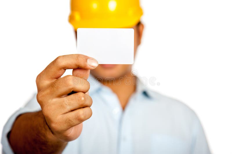 Man Holding Business Card stock photo. Image of presentation - 10340476