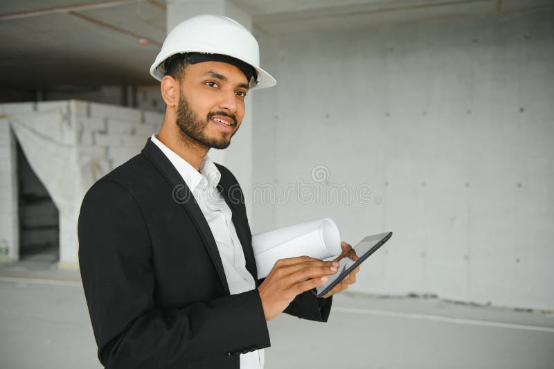 Asian Engineer Standing on Site Construction Posting Confident ...