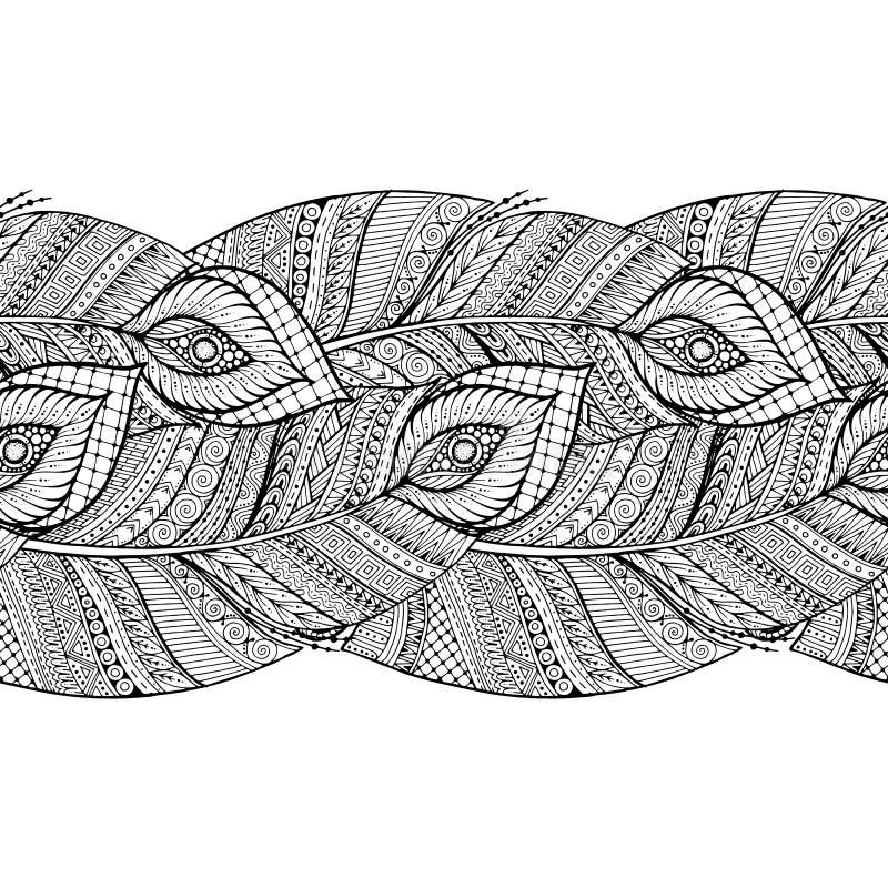 Asian Ethnic Floral Retro Doodle Black and White Background Pattern in ...