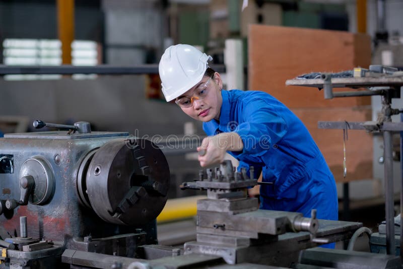 Asian Factory Worker or Technician Man with Safety Uniform Check and ...