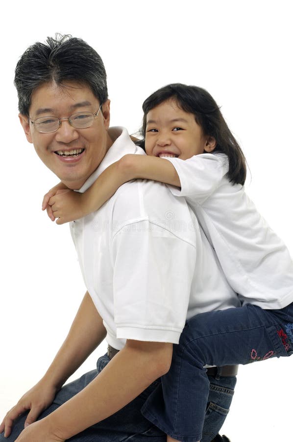 Asian Two Age Generations Men Family Old Father Embracing Young Adult ...