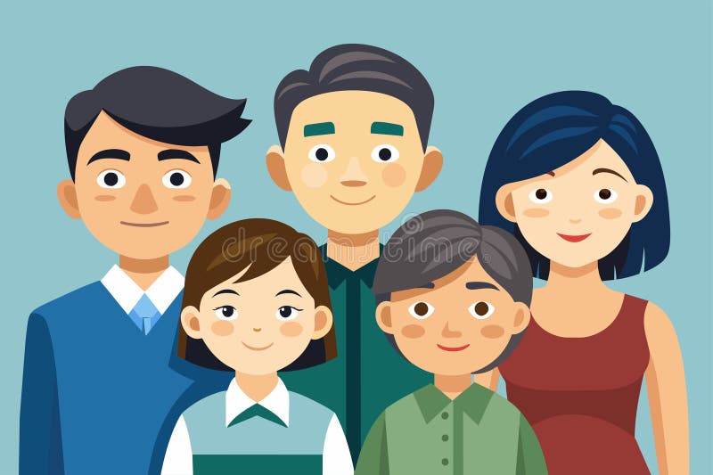 Asian Family and Diverse Group Standing in Unity, Asian Family ...