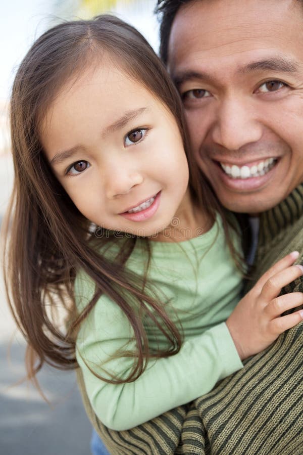 Asian Father with His Daughter. Stock Photo - Image of diverse, sunny ...