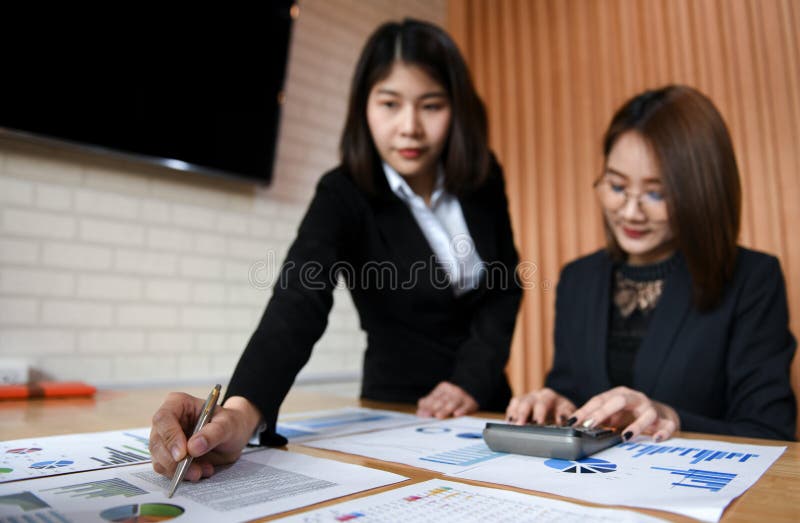 Asian Female Business Team is Working in the Office Stock Image - Image ...