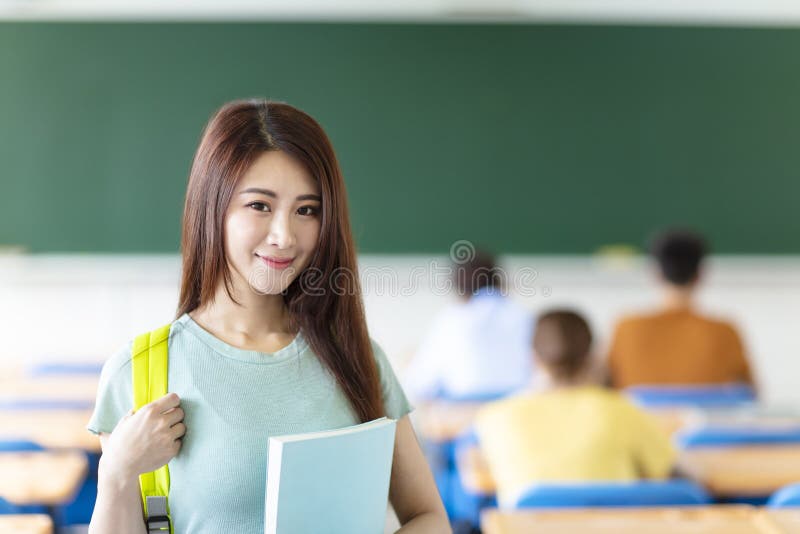 Female College Student in Classroom Stock Image - Image of campus ...