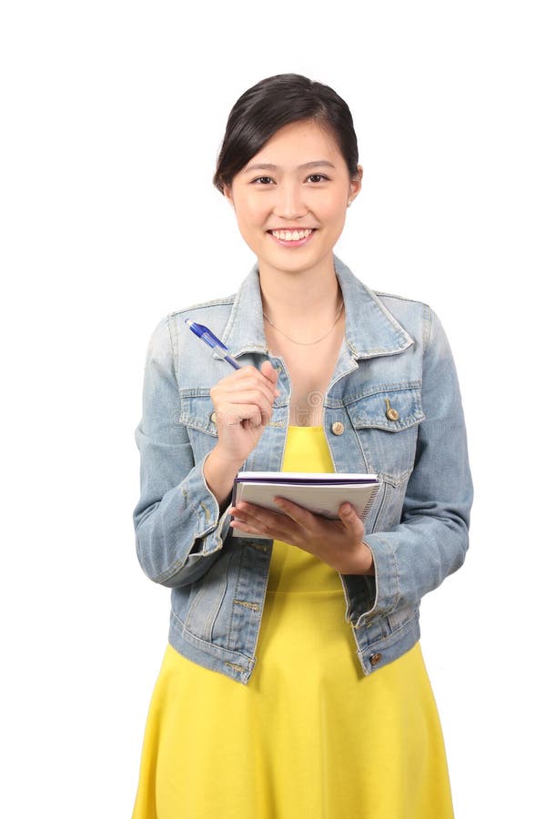 Asian Female College Student Taking Down Notes - Series 2 Stock Image ...