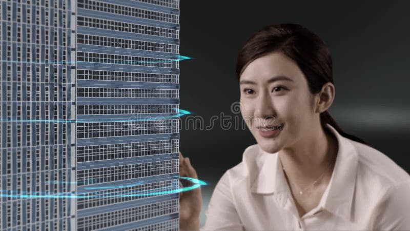 Asian Female Engineer Using BIM Model in Virtual World Stock Video ...