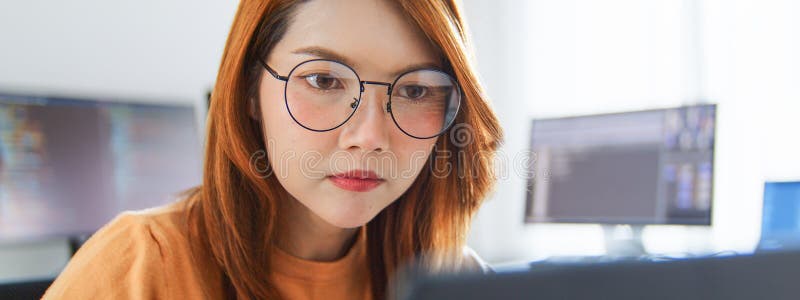 271 Woman Using Laptop Coding Programming Software Development Technology Stock Photos - Free ...