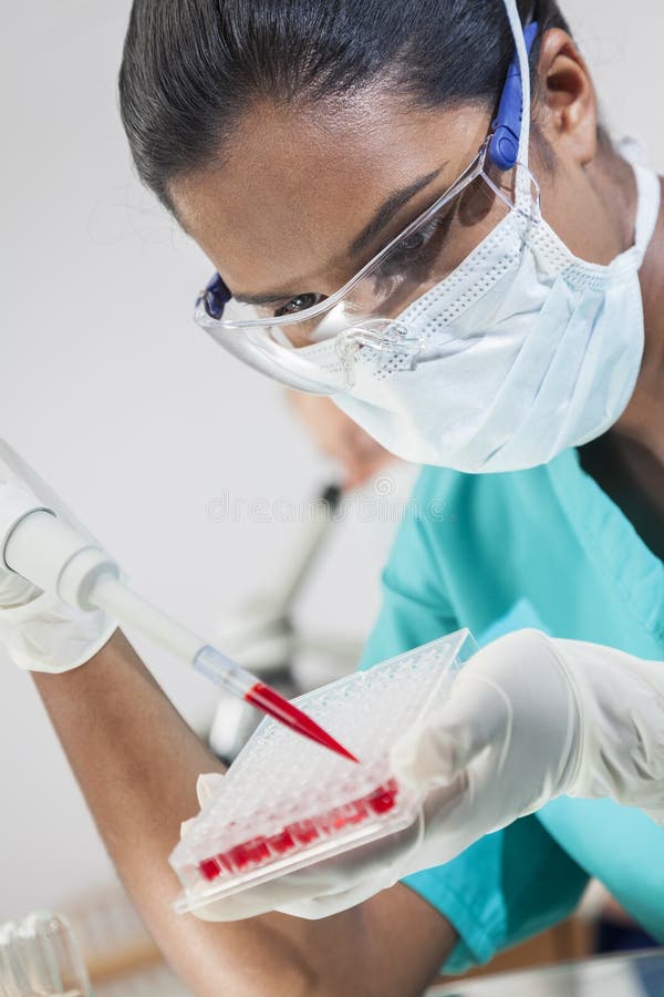 Asian Female Scientist & Blood Sample Laboratory Stock Image - Image of ...