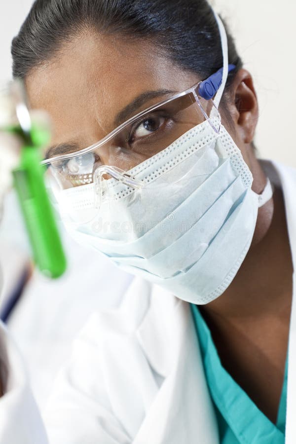 Asian Indian Female Laboratory Scientist Green Test Tube Stock Photos ...
