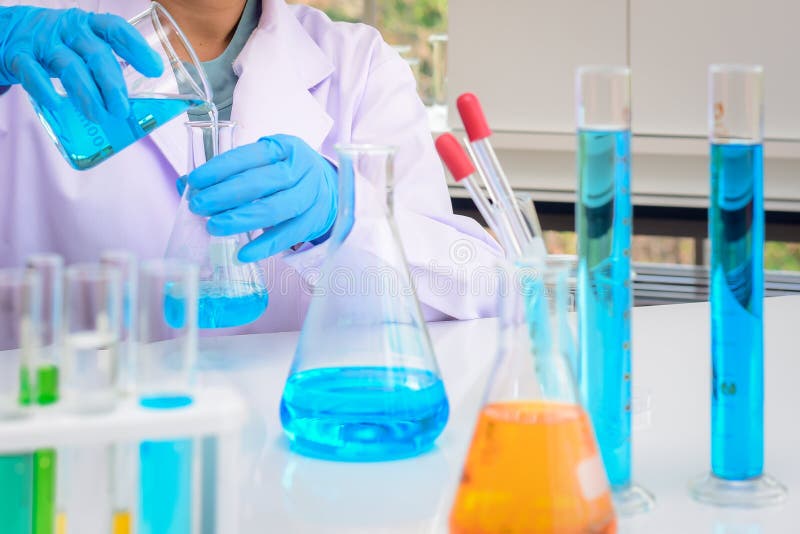 Blue Solution in Glass Beaker Stock Image - Image of pharmaceutical ...