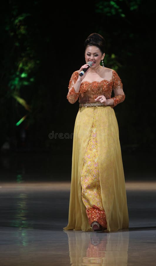 Asian Female Model Wearing Batik at Fashion Show Runway Editorial Stock ...