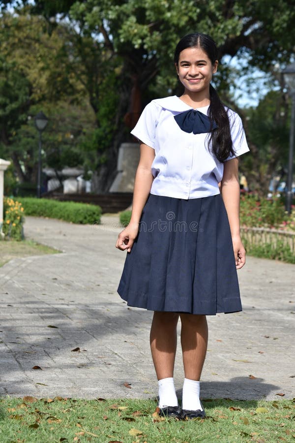 Asian Female Student in School Uniform Stock Image - Image of scholars ...