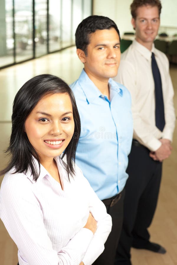 Asian Female Team Leader Row of Coworkers Stock Photo - Image of ...