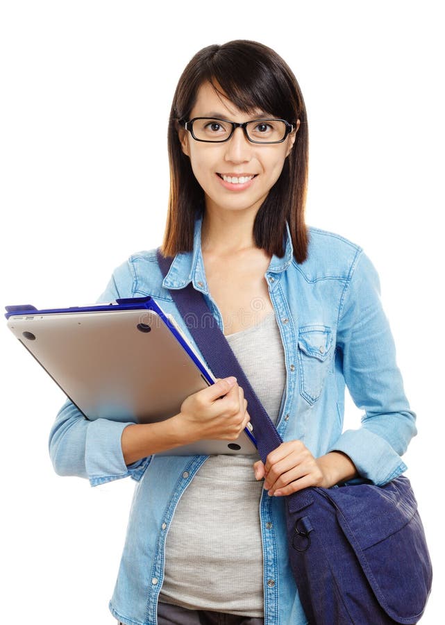 Asian Female University Student Stock Image - Image of lady, white ...