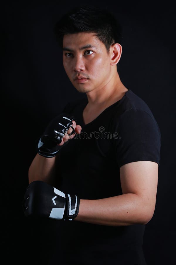 Asian Fighter Boxer Standing Strong Stock Photo - Image of black ...