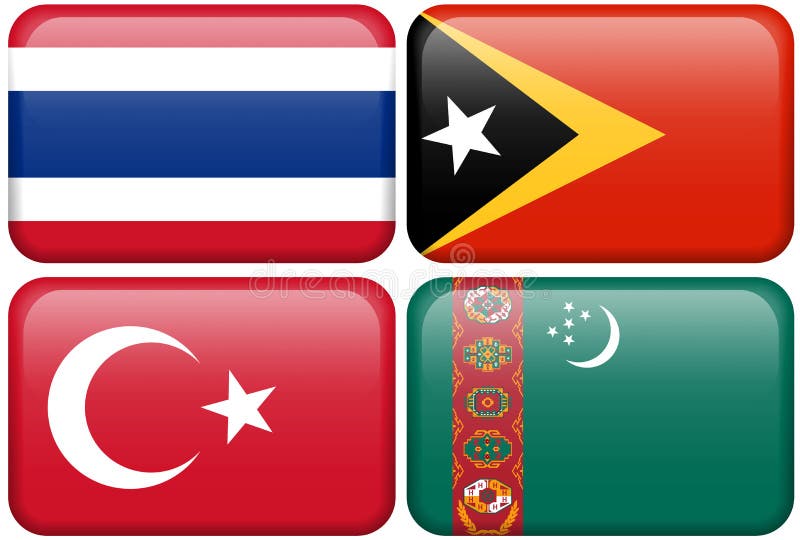 Asian Flag Buttons: Thailand, Timor Leste, Turkey Stock Illustration ...