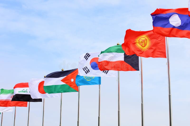 Asian Flags stock photo. Image of asian, korea, wind - 47732940