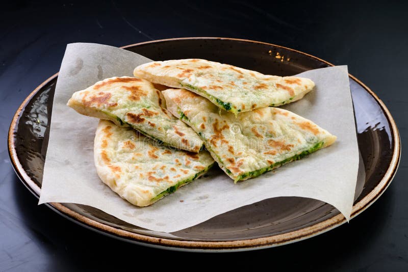 Asian Flatbreads with Cheese and Herbs Stock Image - Image of baked ...