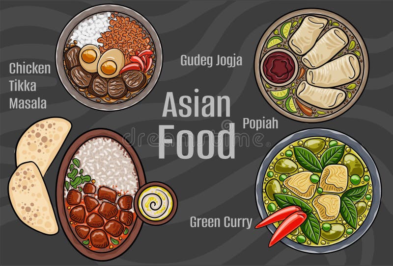 Asian Food Illustrations: Hand-drawn & Vector Stock Vector ...