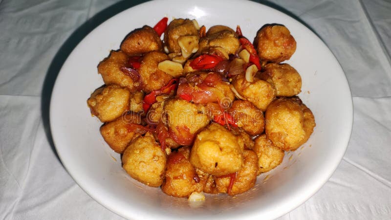 Asian Food Made from Round Tofu Stock Image - Image of curry, food ...