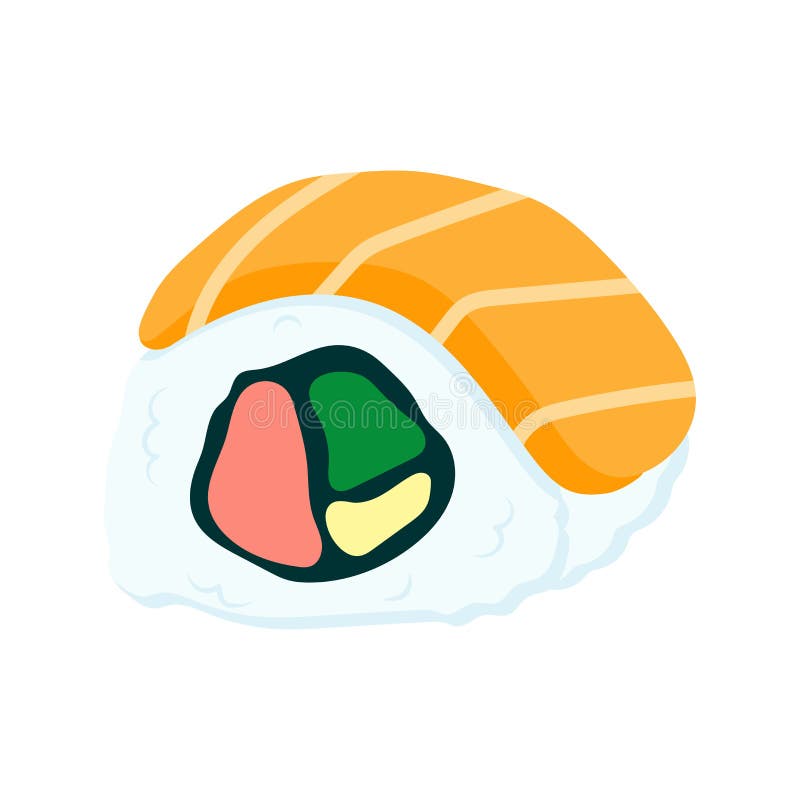 Asian Food Roll with Salmon Stock Vector - Illustration of tuna, food ...