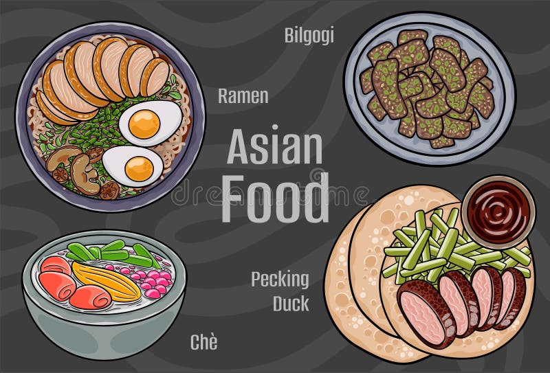 Asian Food Vector Art: Hand-drawn Stock Vector - Illustration of ...