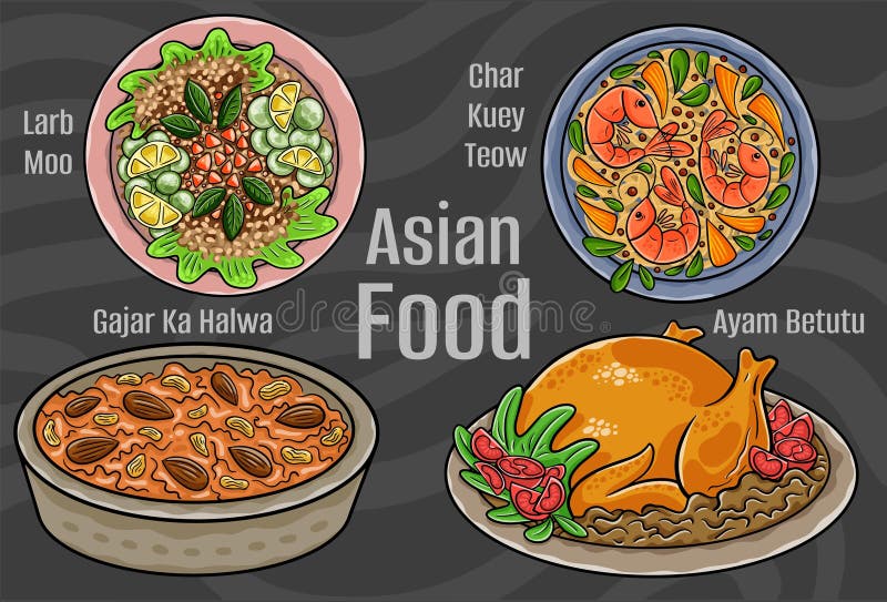 Asian Food Vector Art: Hand-drawn Stock Vector - Illustration of ...
