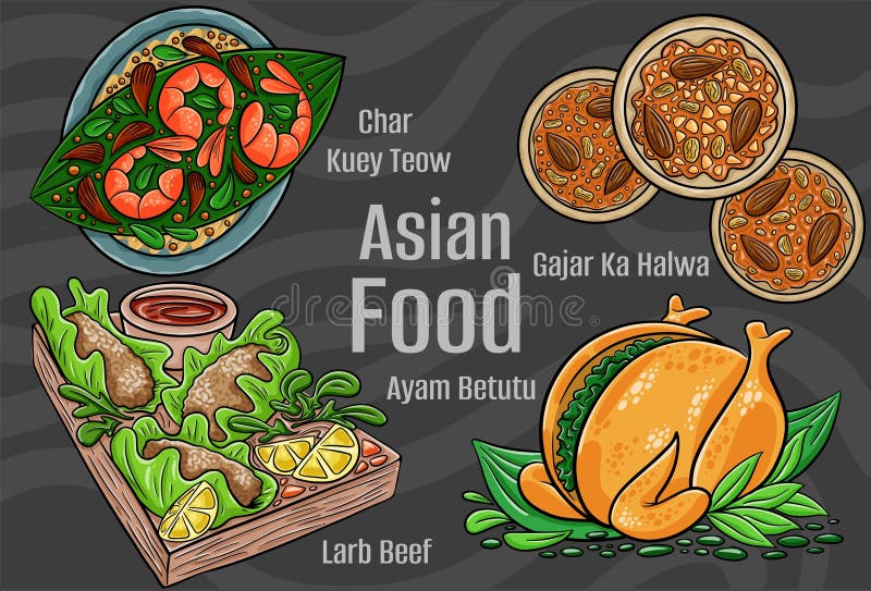 Asian Food Vector Art: Hand-drawn Stock Vector - Illustration of hand ...