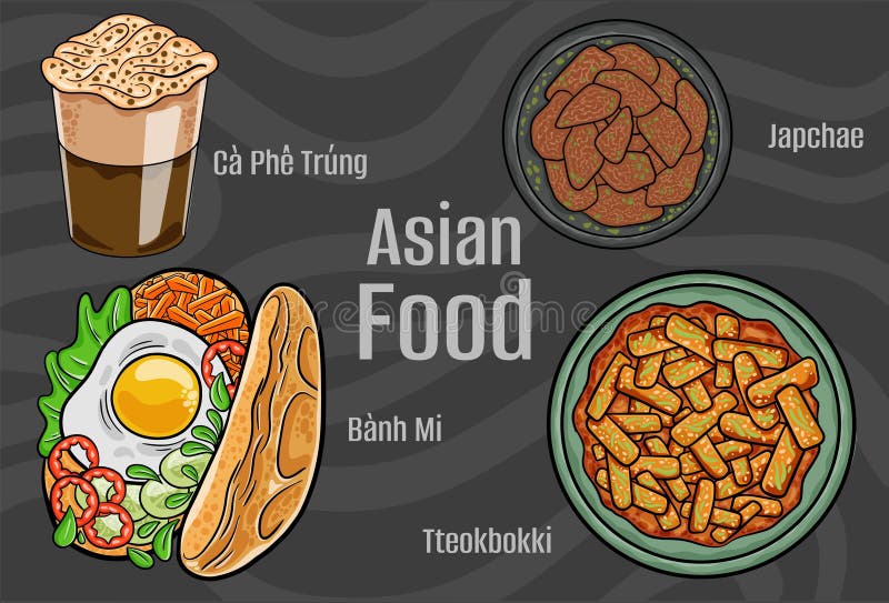 Asian Food Vectors: Hand-drawn & Vector Stock Vector - Illustration of ...