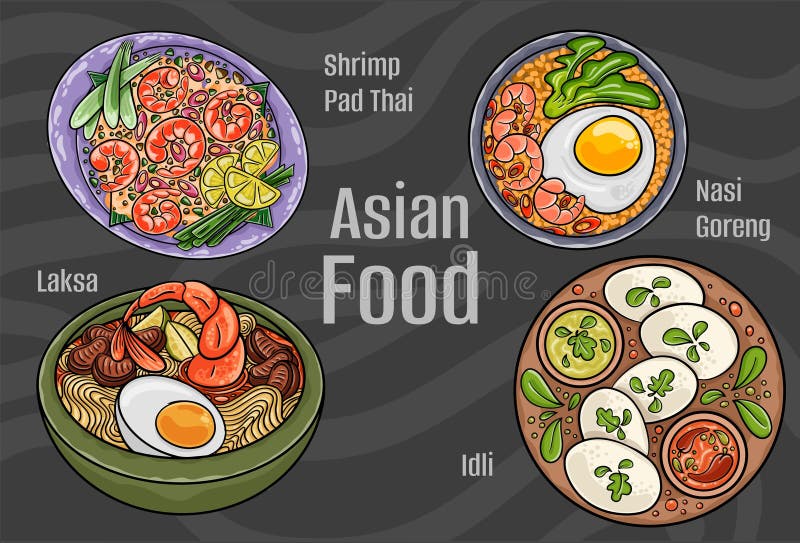 Asian Food Vectors: Hand-drawn & Vector Stock Vector - Illustration of ...