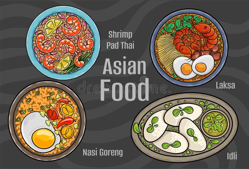 Asian Food Vectors: Hand-drawn & Vector Stock Vector - Illustration of ...