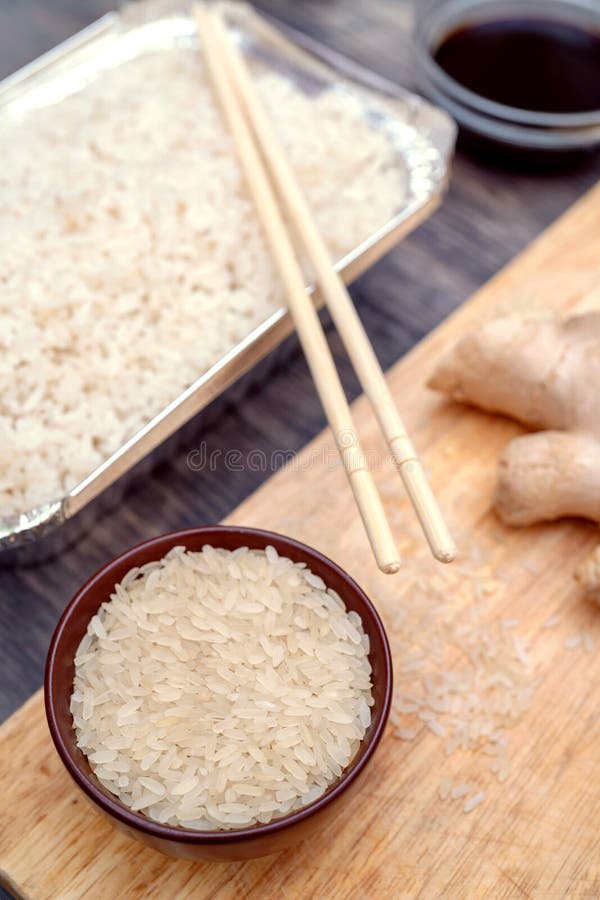 Asian food white rice stock photo. Image of dinner, black - 155731456