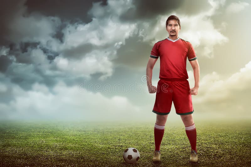 Asian Football Player Standing Stock Image - Image of shoot, outdoor ...