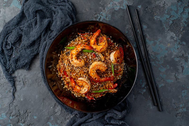 Asian Fried Wok Rice with Seafood Stock Photo - Image of gourmet, food ...
