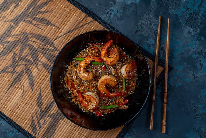 Asian Fried Wok Rice with Seafood Stock Photo - Image of healthy ...