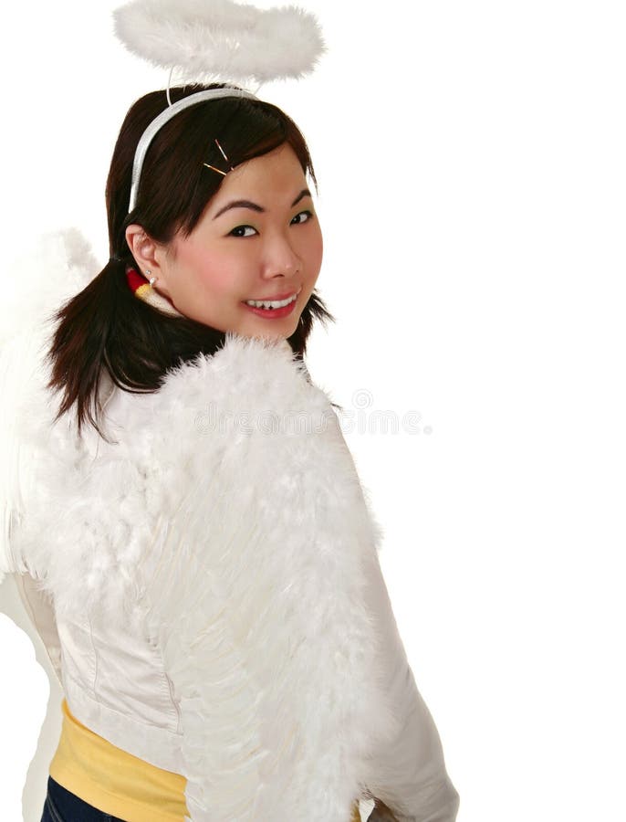 Asian Girl With Angel Wing Loo Stock Image - Image of guardian ...